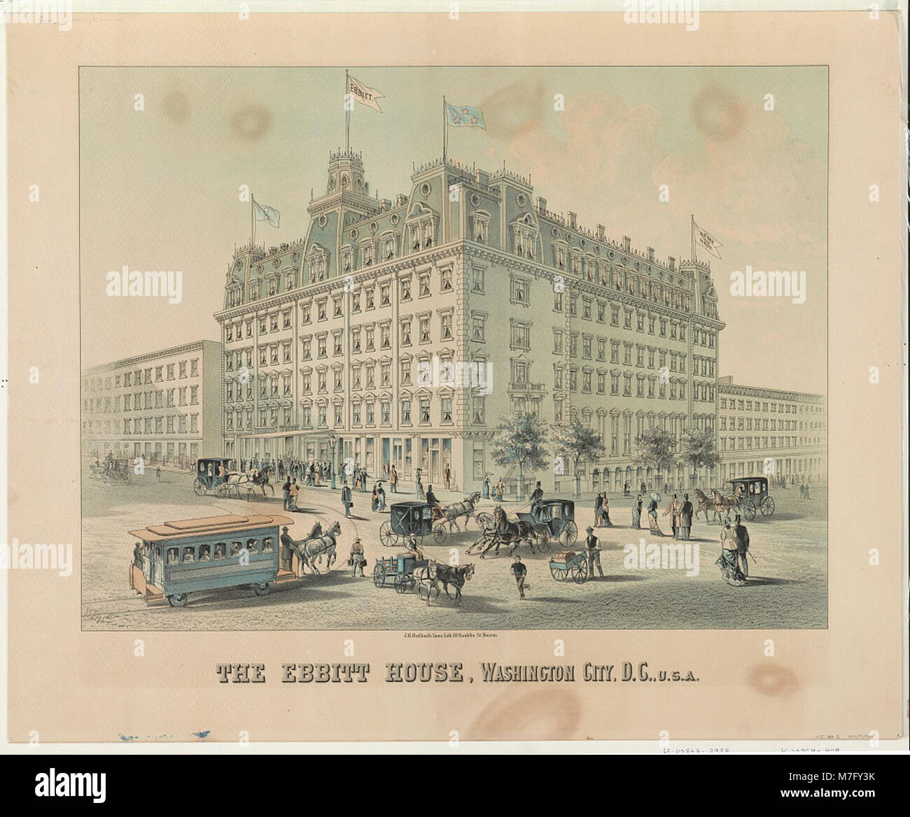 A historic view of The Ebbitt House, located in Washington, D.C., U.S.A ...