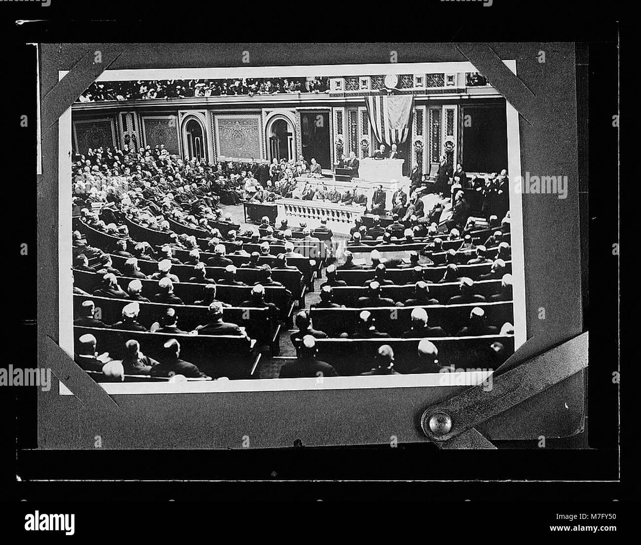 A photograph of Woodrow Wilson reading his inaugural address ...