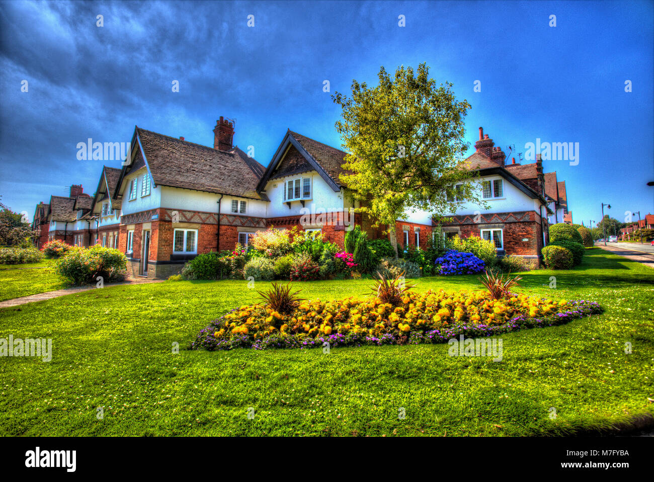Village of Port Sunlight, England. Artistic view of the Port Sunlight ...