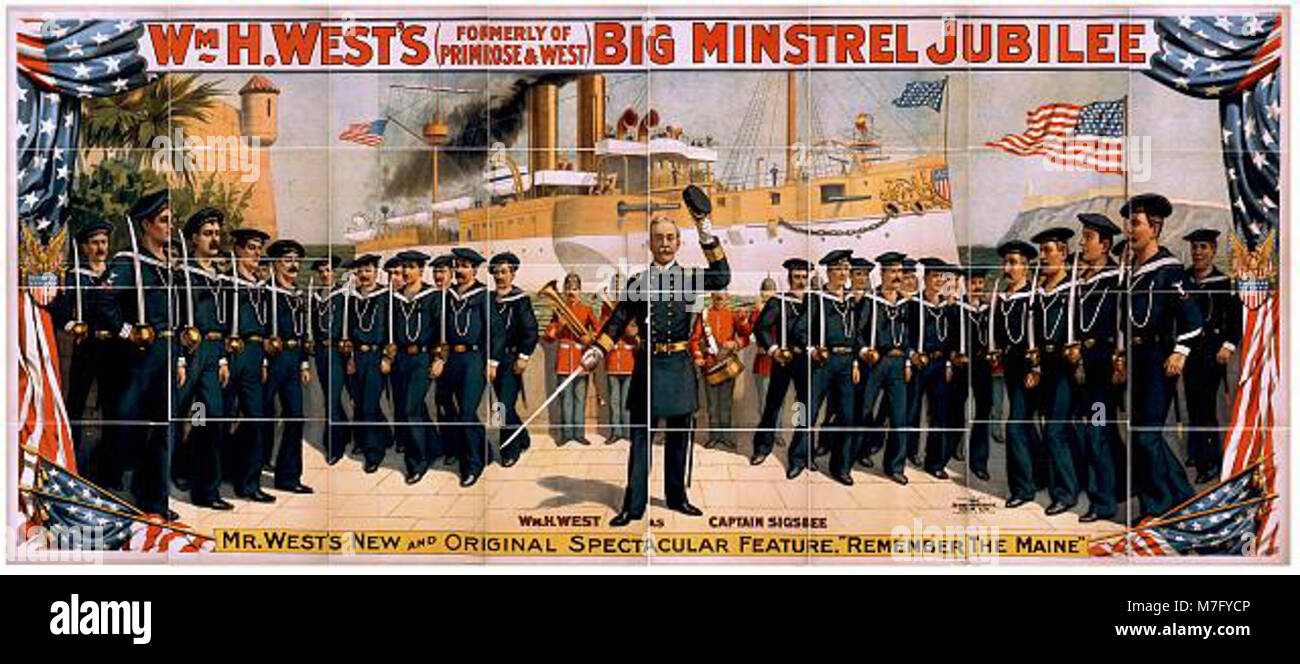 A promotional advertisement for 'Wm. H. West's Big Minstrel Jubilee,' a prominent minstrel show ...