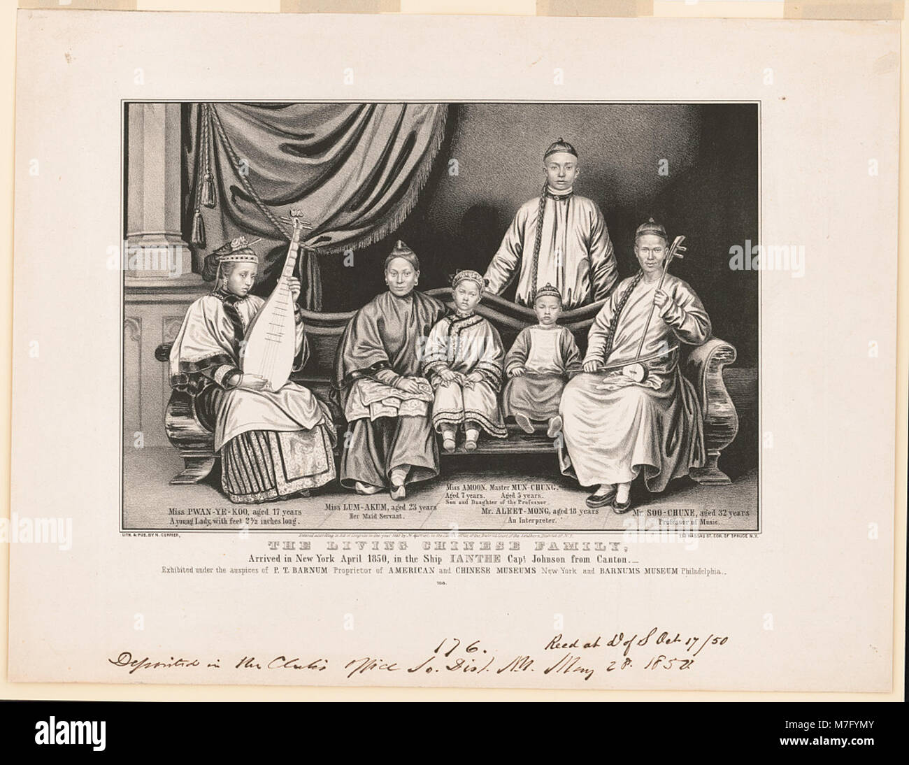 Lithograph depicting a Chinese family that arrived in New York in April ...