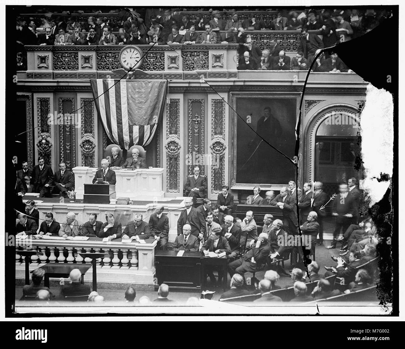 President Woodrow Wilson addresses a Joint Session of Congress ...