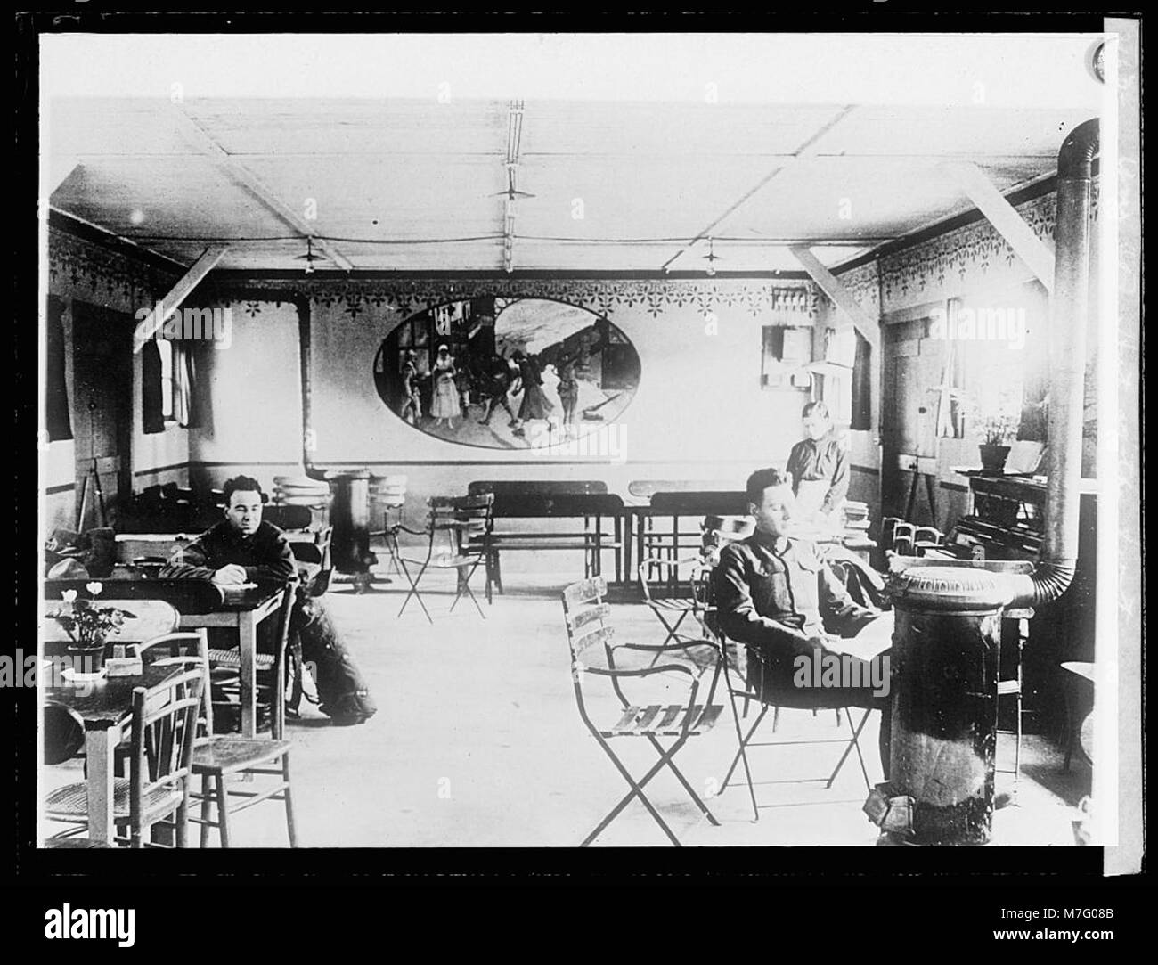 A YMCA hut located at the front during wartime, serving as a place of ...