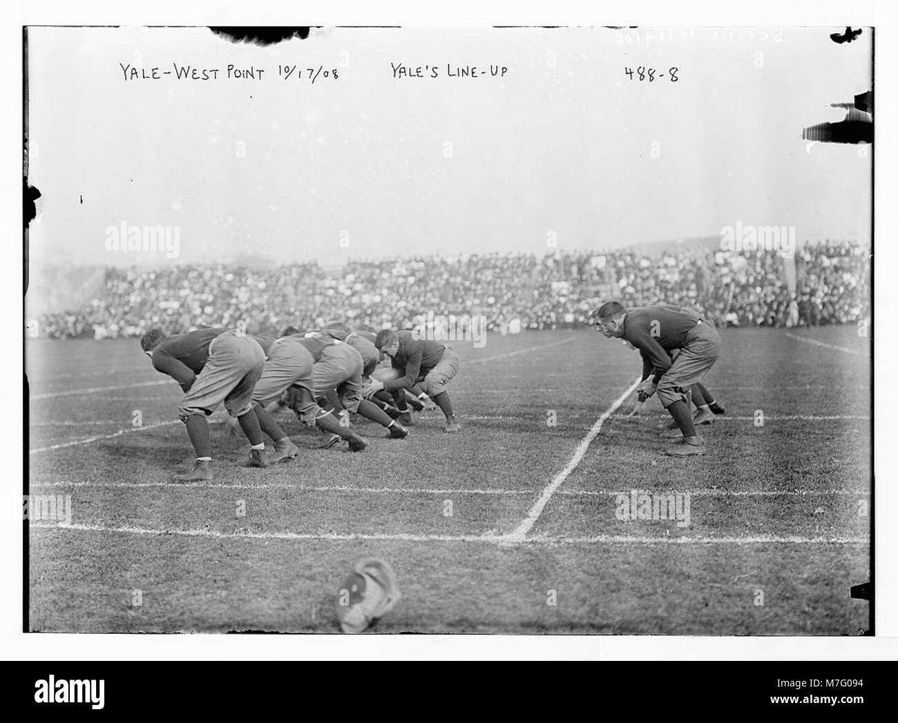 This image depicts the lineup of the Yale football team during their ...