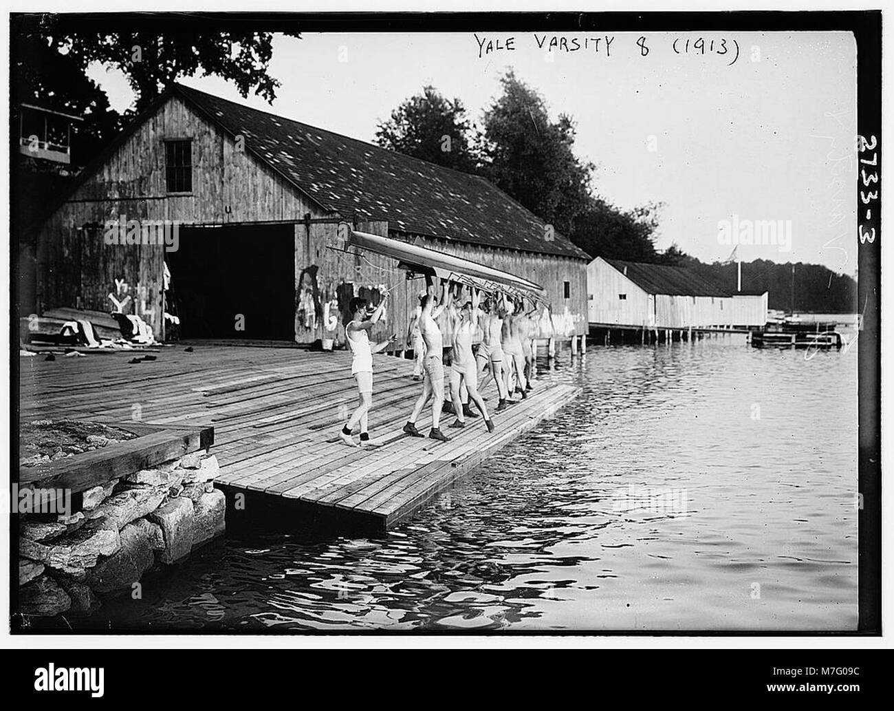 Photograph of the Yale Varsity Eight rowing team, showing the ...