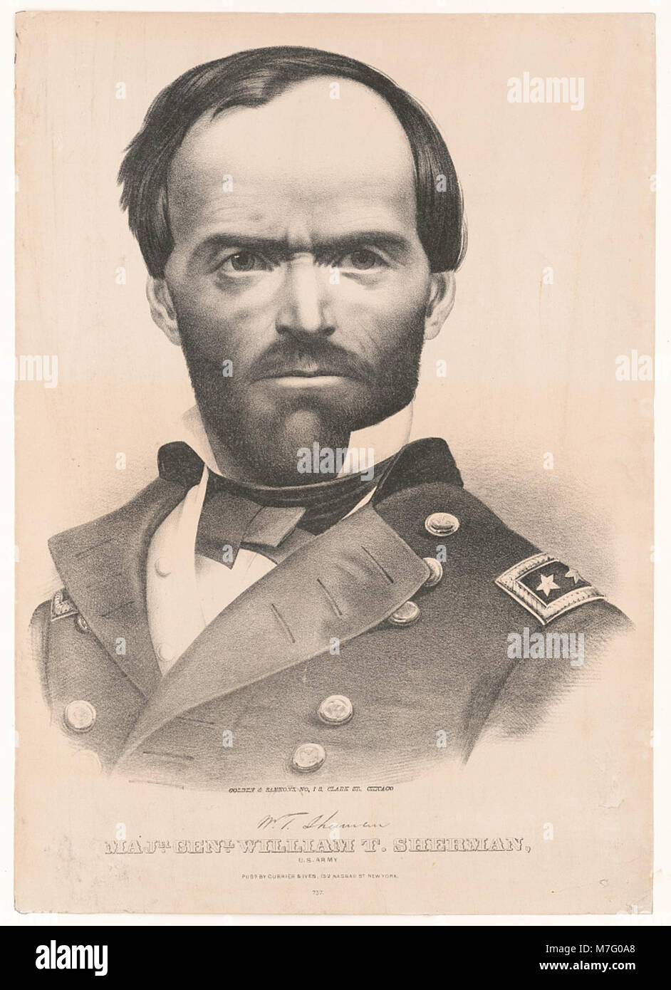 Portrait of Major General William T. Sherman, a senior Union officer in ...