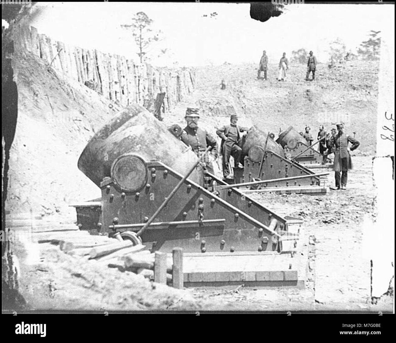 The 13-inch seacoast mortars of Federal Battery No. 4 near Yorktown ...