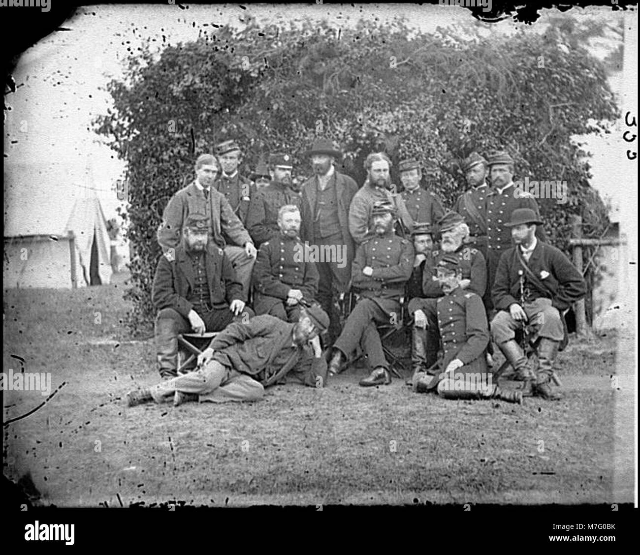 General Randolph B. Marcy with officers and friends at Camp Winfield ...