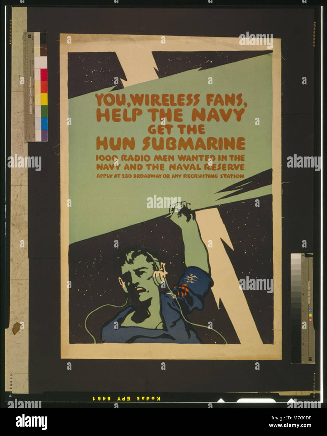 A recruitment poster encouraging wireless fans to join the Navy and ...