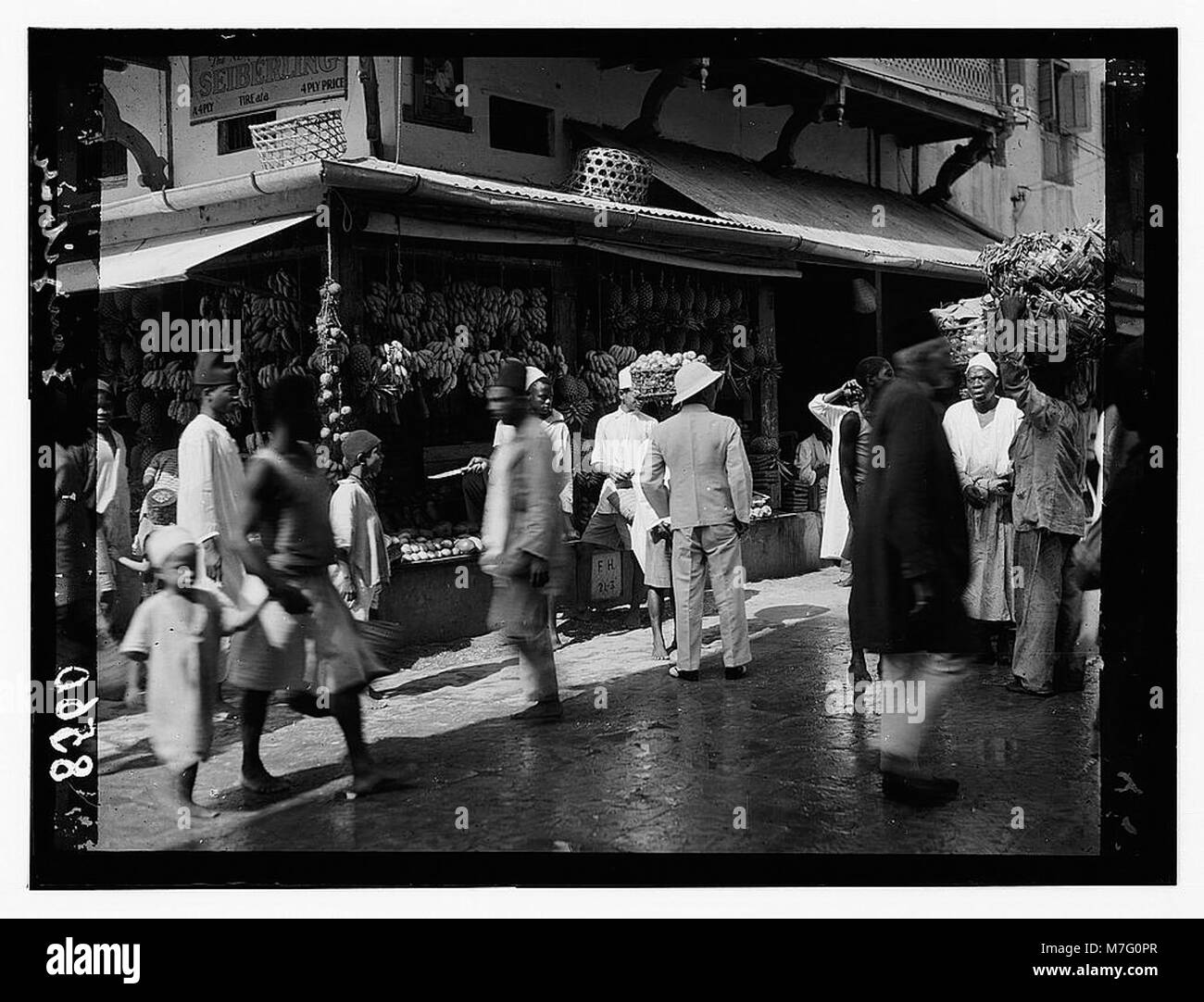 A vibrant photograph of a banana stand in a market in Zanzibar ...