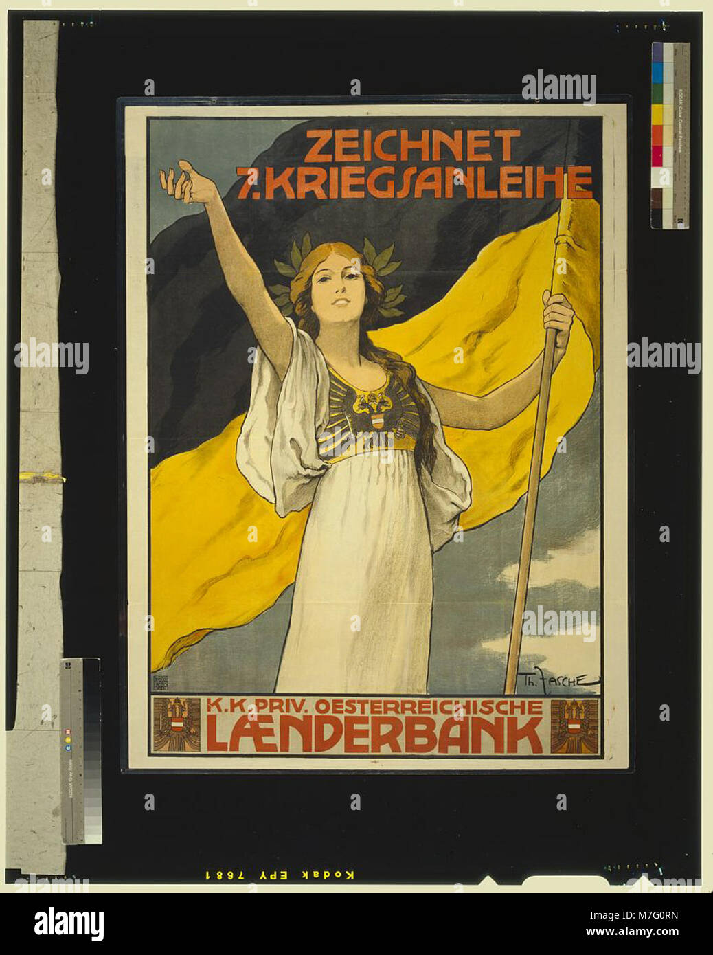 A 1917 war bond poster designed by Th. Fasche, depicting German ...