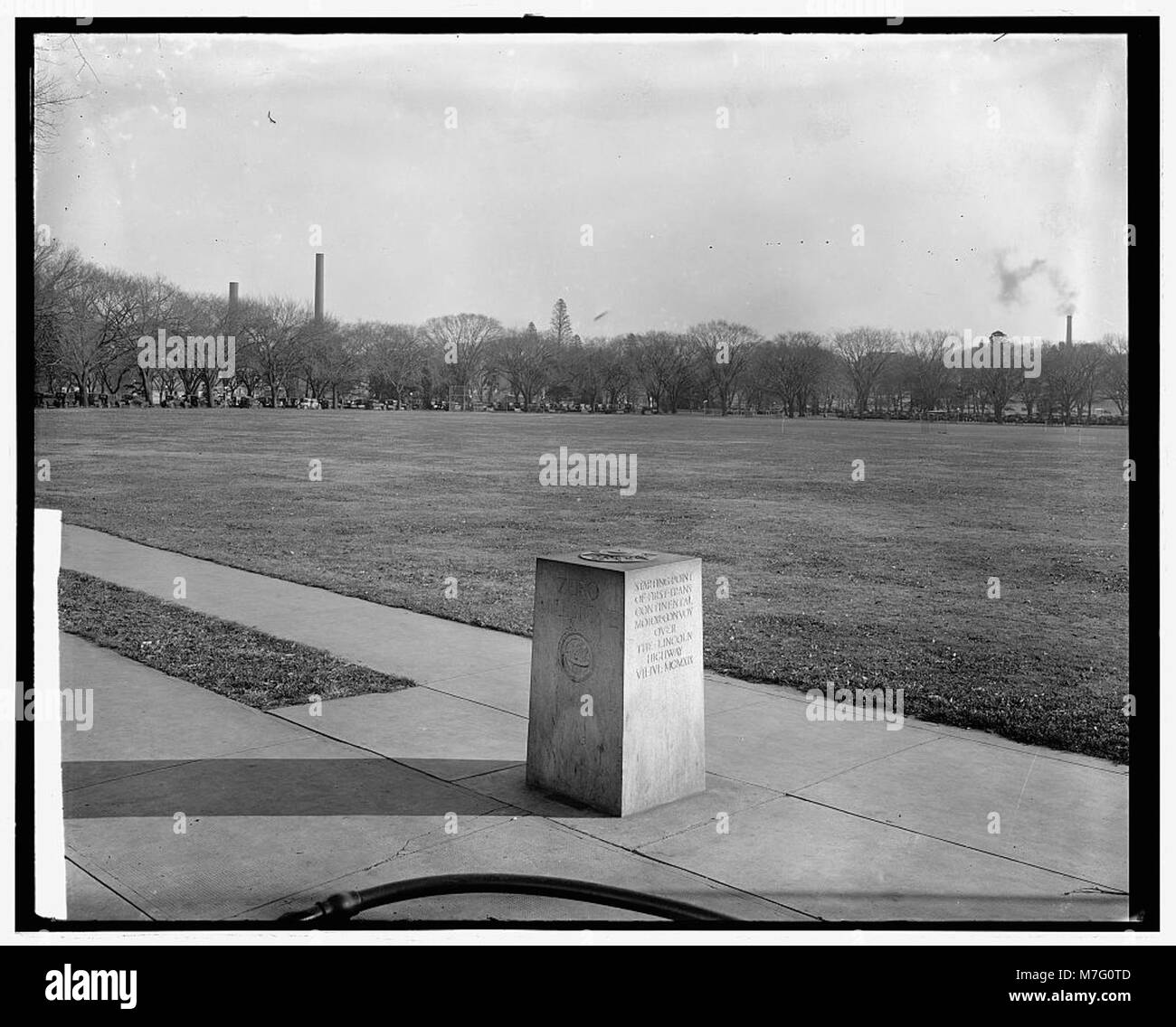 The image depicts the Zero Mile stone, a historical marker used to ...