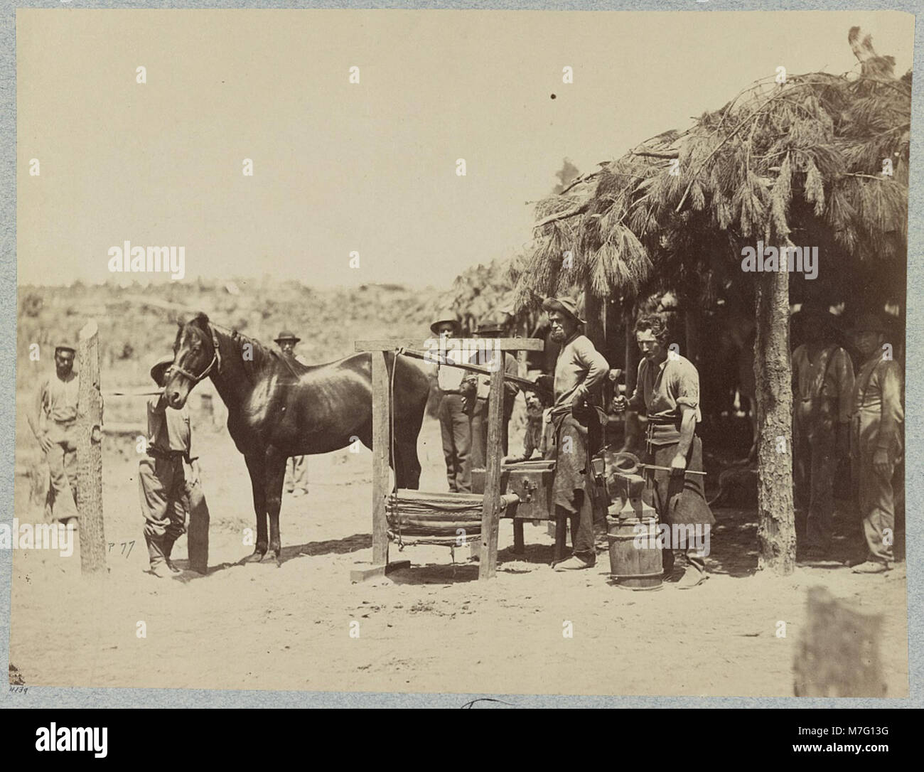 An image showing an army forge set up in front of Petersburg, Virginia ...