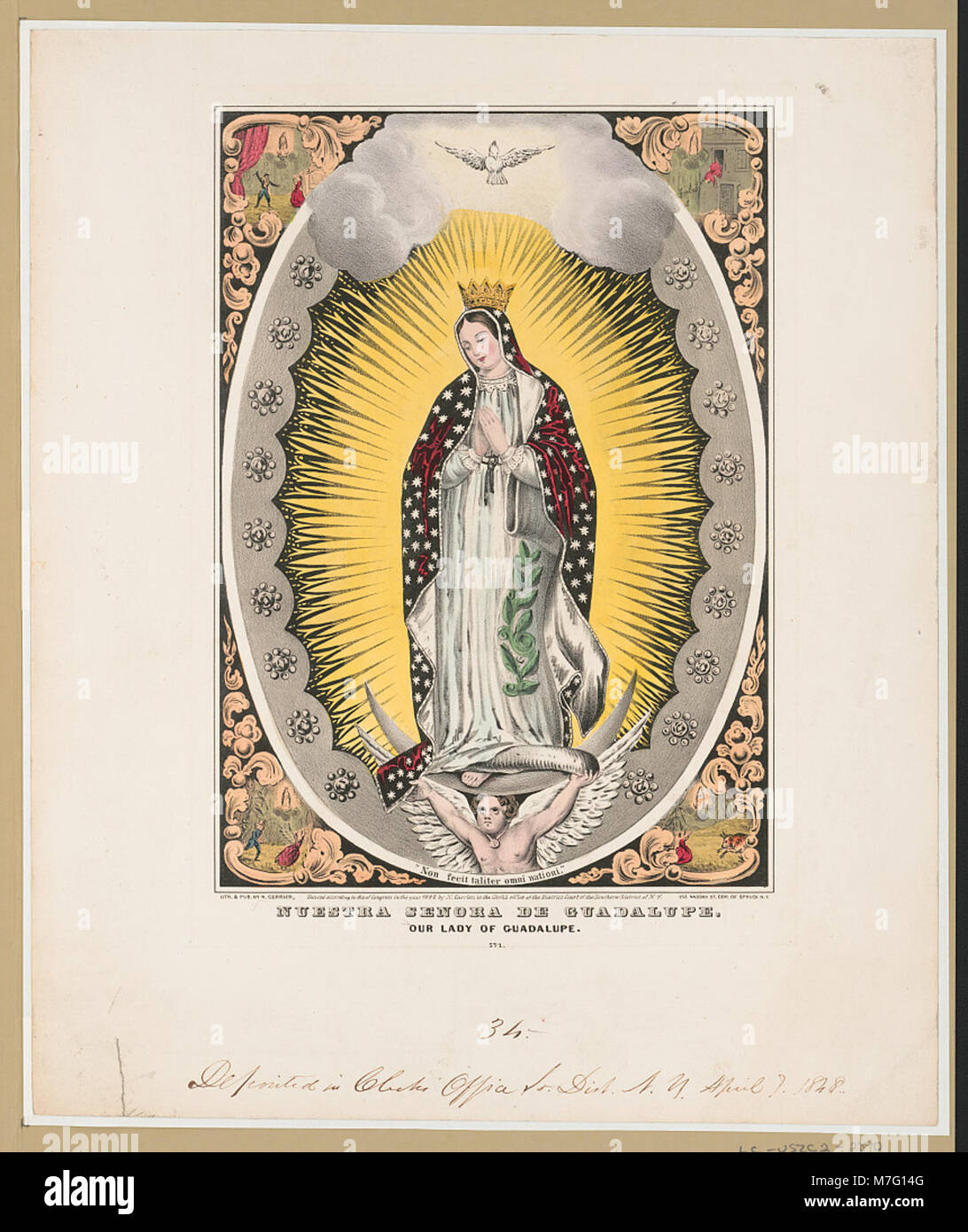 This image depicts Nuestra Señora de Guadalupe, a revered religious ...