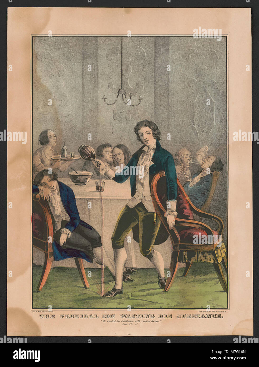 A depiction of the biblical story of the prodigal son, illustrating his ...