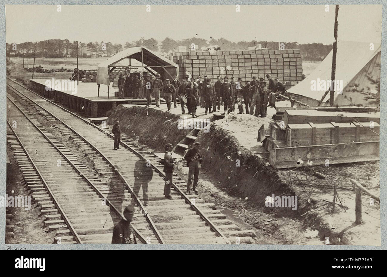 A historical photograph of Stoneman Station on the Acquia Creek and ...