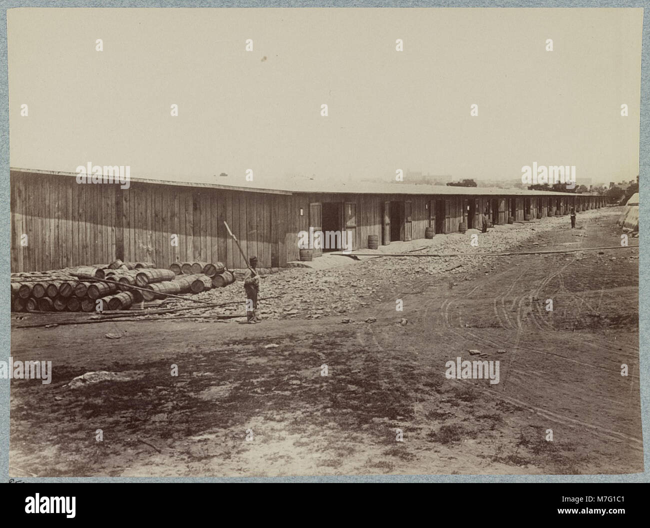 A historical photograph of the U.S. Quartermaster's warehouse in ...