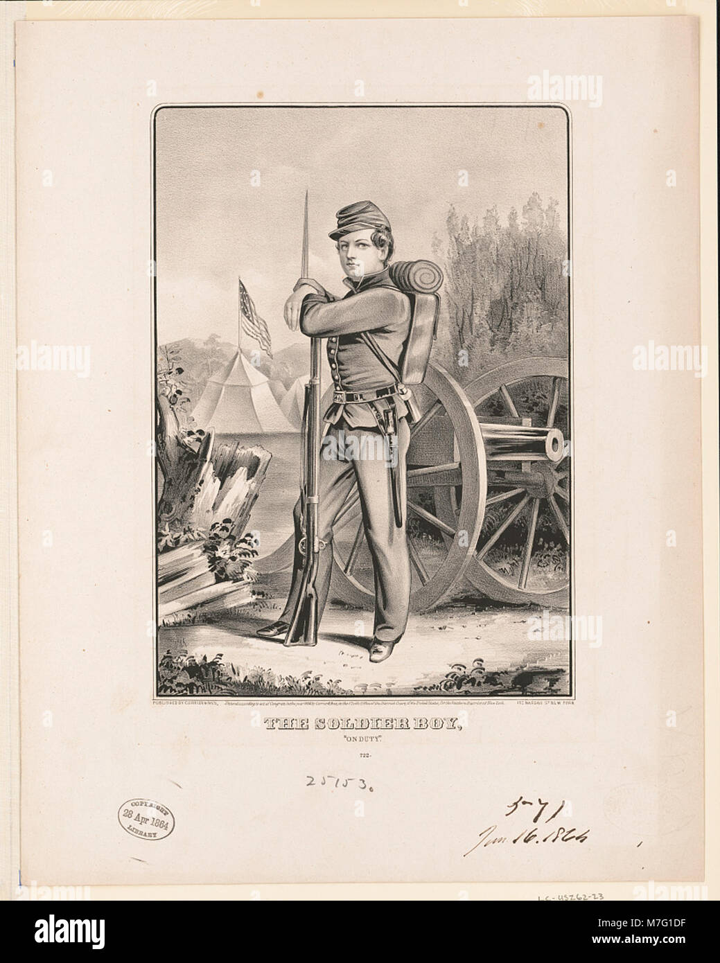 A poignant portrait of a young soldier on duty, symbolizing the courage ...