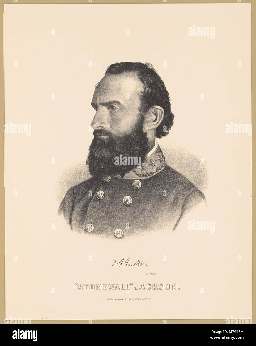 Portrait of Confederate General Thomas 'Stonewall' Jackson, a key ...