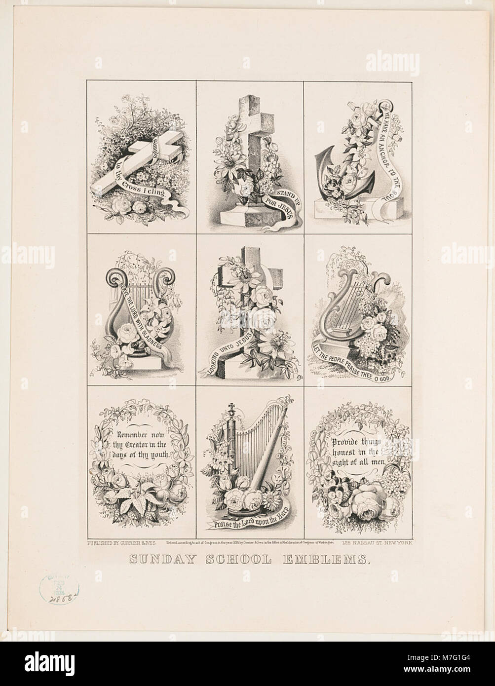 Sunday school emblems, symbolic images used in religious education for ...