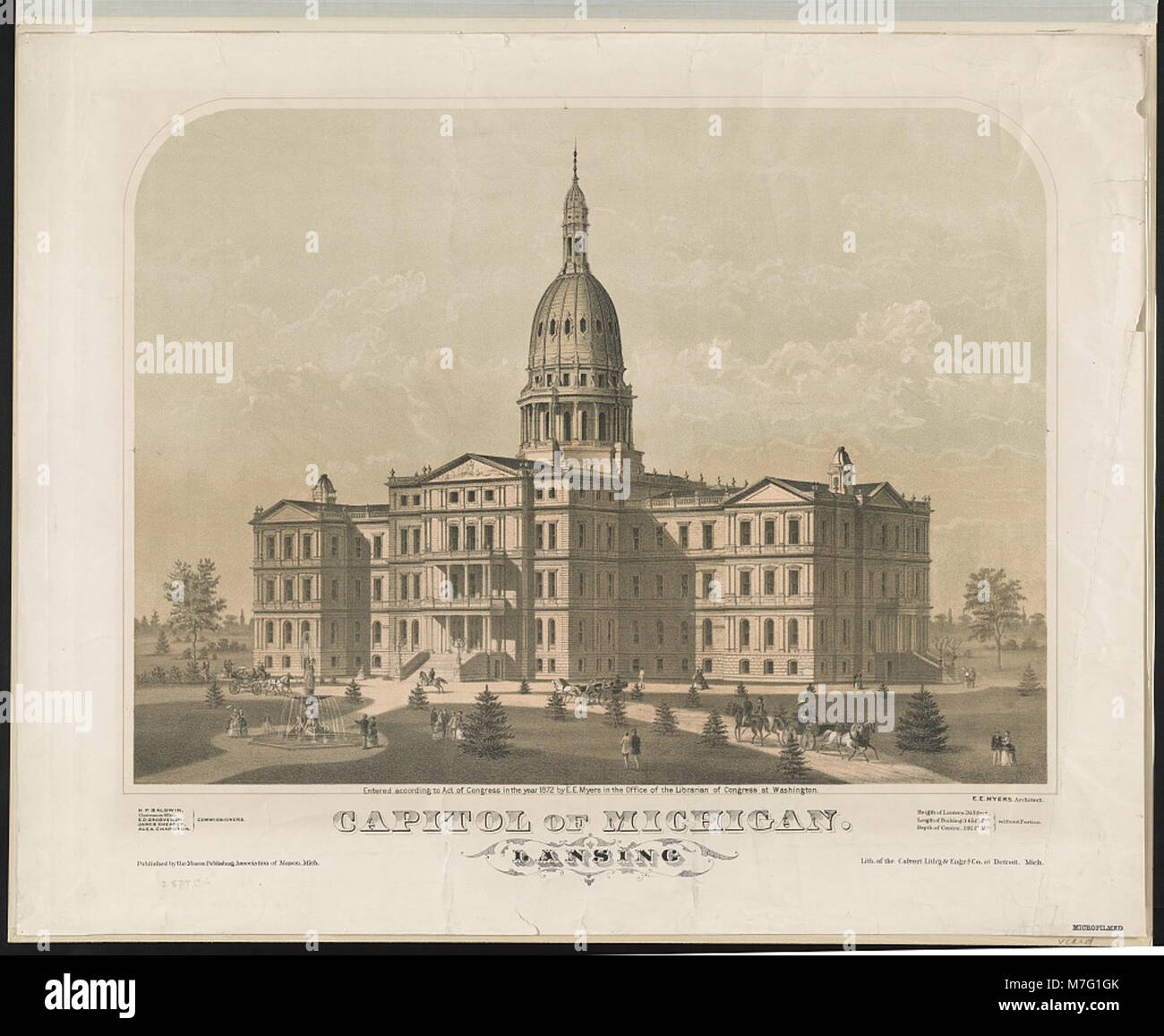 A photograph of the Michigan State Capitol in Lansing, capturing its ...