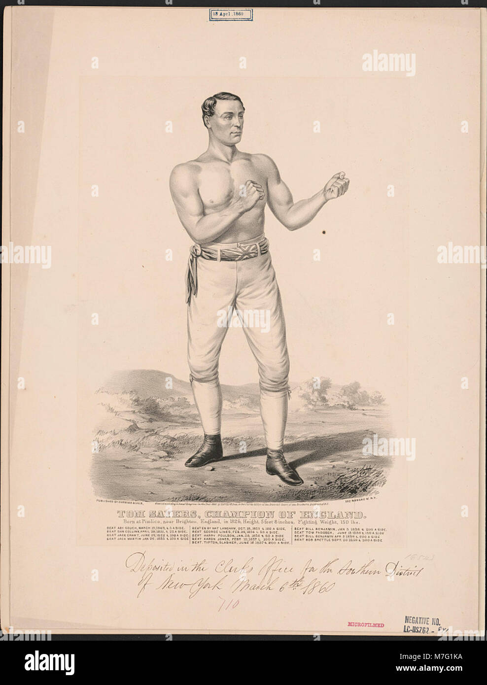 This image features Tom Sayers, a famous English boxing champion born ...