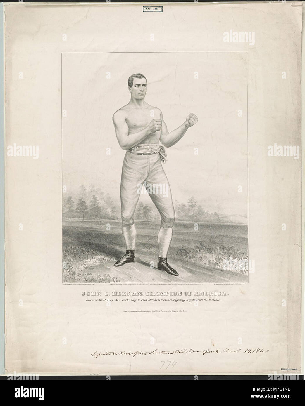 John C. Heenan, champion of America born in West Troy, New York, May 2 ...