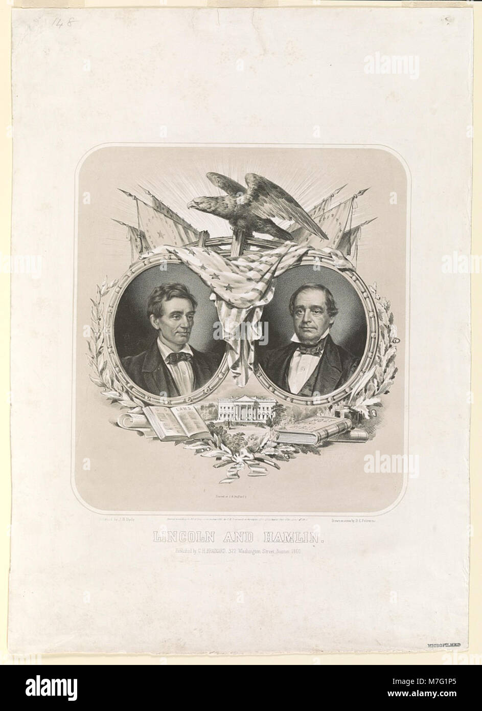 An illustration of Abraham Lincoln and Hannibal Hamlin, designed by J.N ...