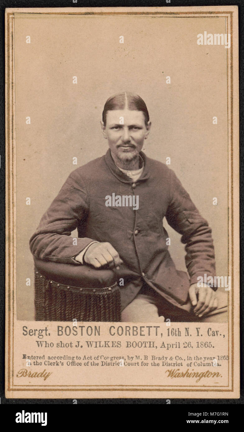 A historic portrait of Sergeant Boston Corbett, a member of the 16th ...