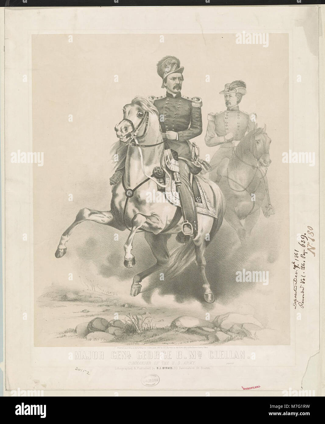 A lithographed portrait of Major General George B. McClellan, who ...