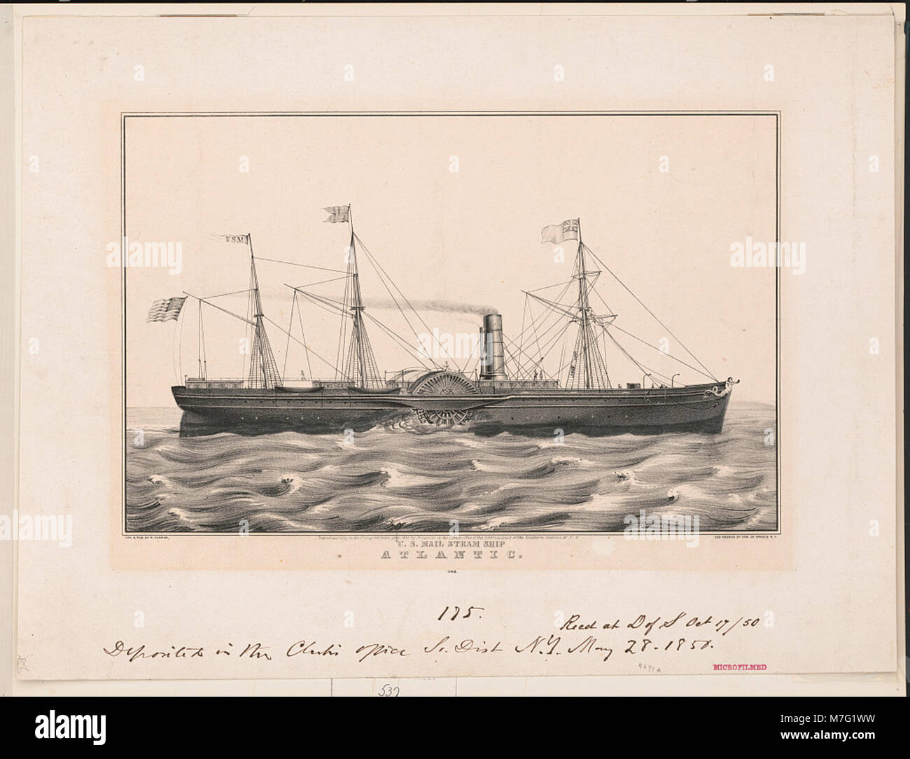 An image of the U.S. mail steamship 'Atlantic,' showcasing its design ...