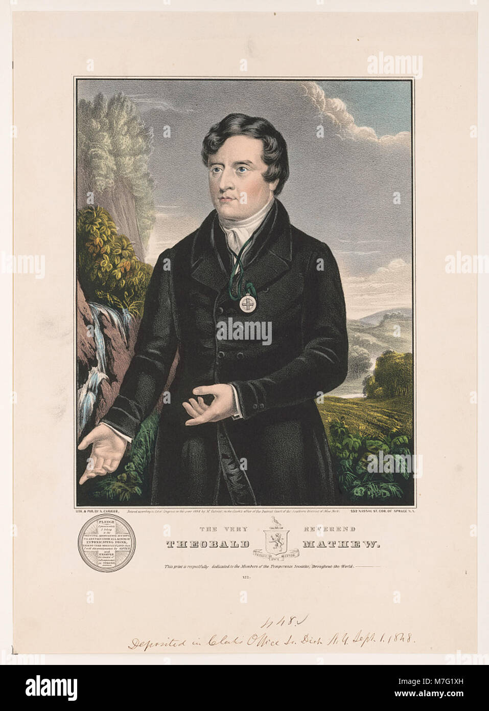 The print features Theobald Mathew, a key figure in the Temperance ...
