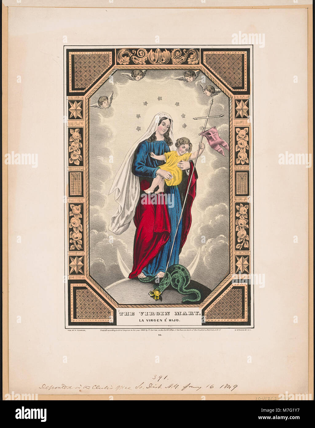 This image portrays the Virgin Mary, known in Spanish as 'La Virgen ...
