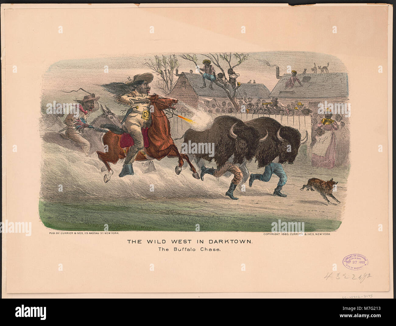 A depiction of the Wild West era, featuring a buffalo chase in the ...