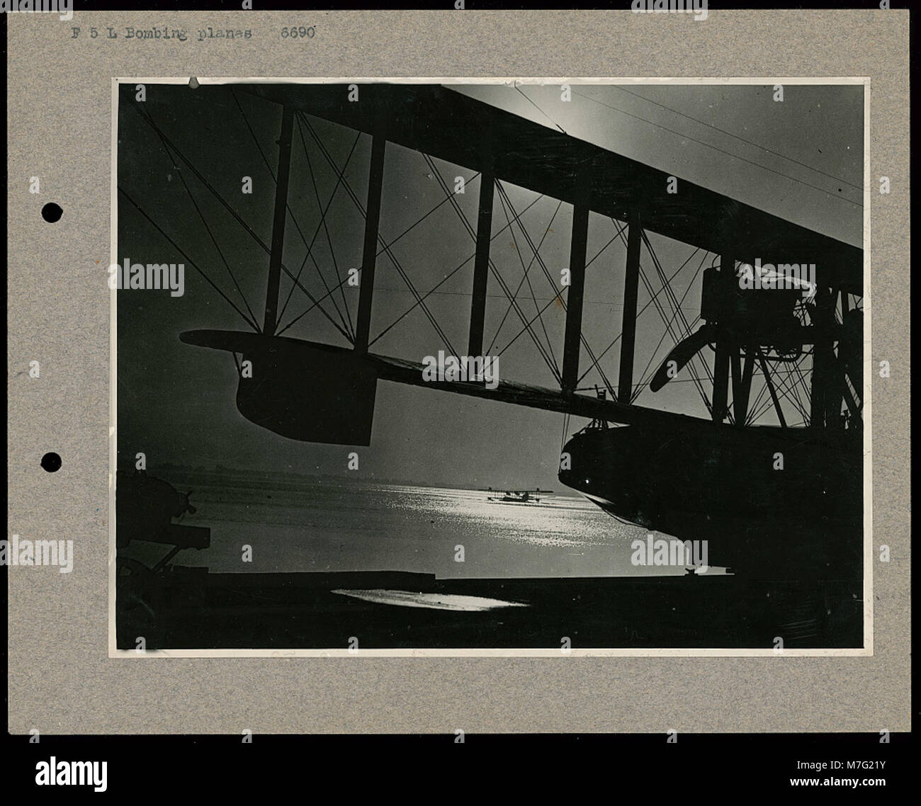 This photograph shows F5L bombing planes, a World War II-era aircraft ...