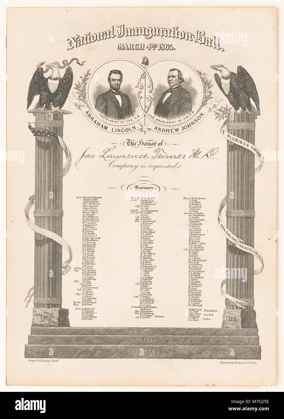 National inauguration ball, March 4th 1865 - designed & drawn by Bruff ...