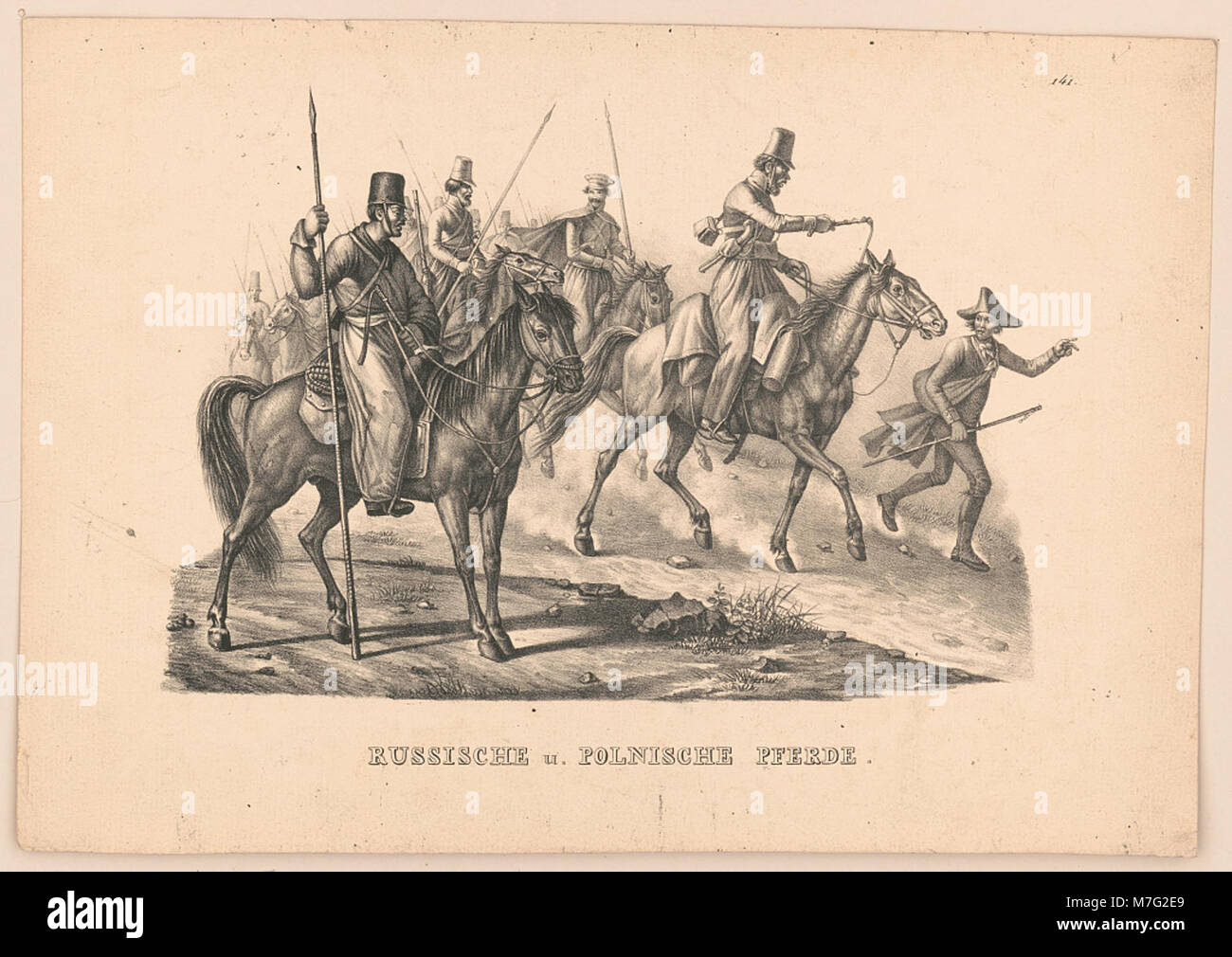 A historical photograph depicting Russian and Polish horses, showcasing ...