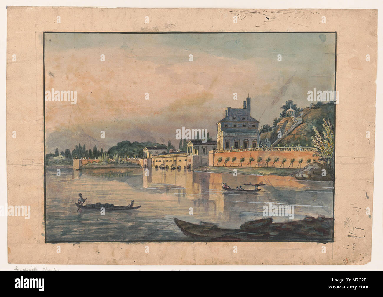 A historical photograph of the Fairmount Water Works in Philadelphia ...