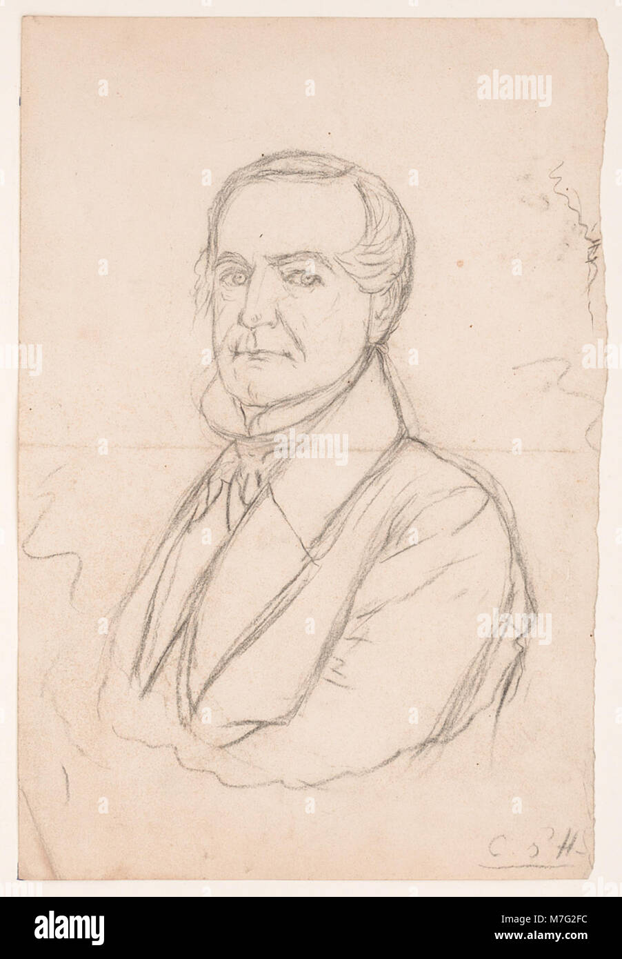 A sketch portrait of a man, with reclining figures on the reverse side ...