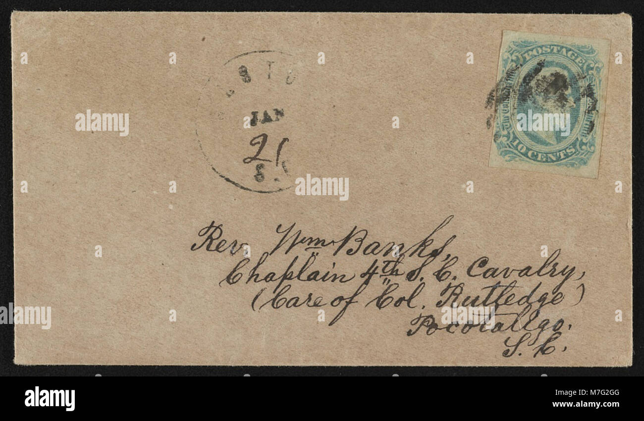 An envelope addressed to Reverend William Banks, Chaplain of the 4th ...
