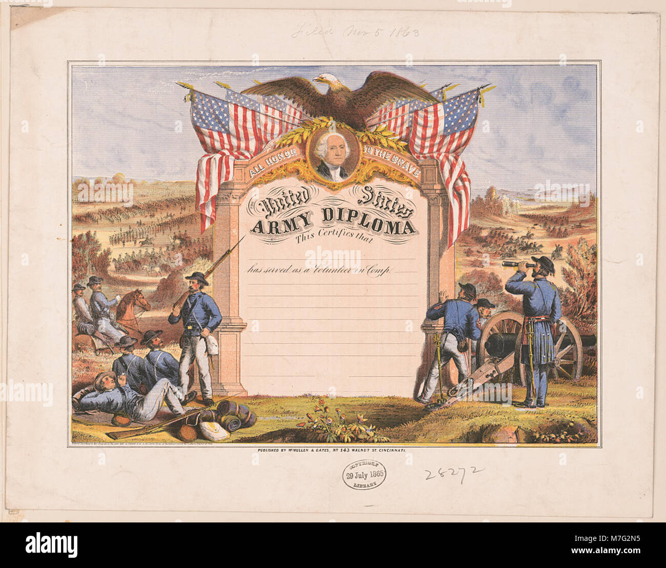 This diploma honors the bravery of the United States Army, reflecting ...