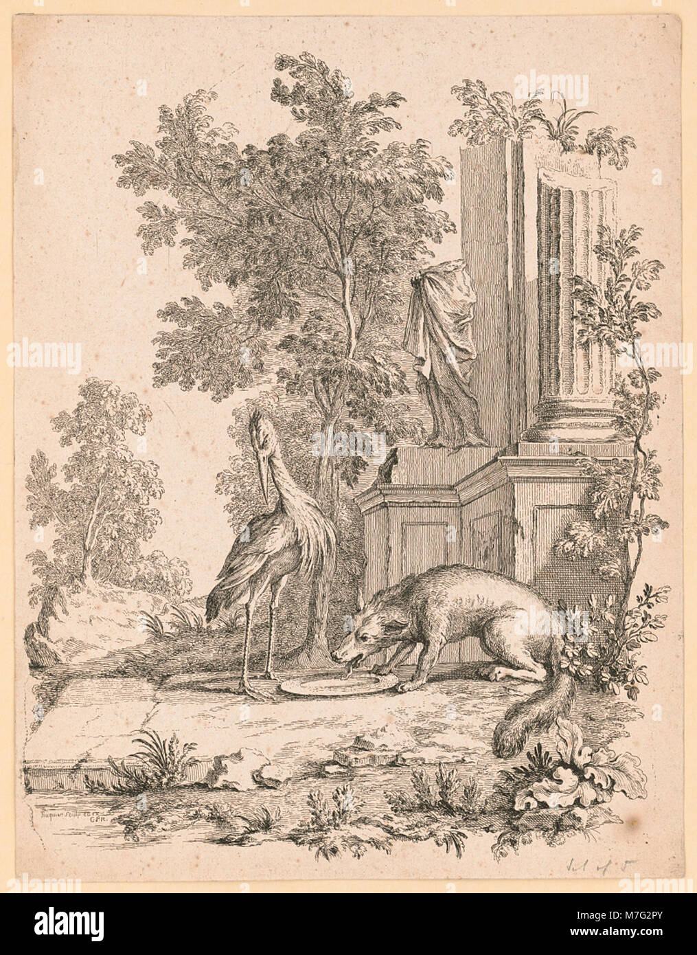 Dog and large bird next to Classical ruins LCCN2004670359 Stock Photo ...