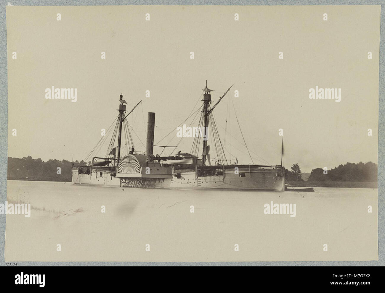 A photograph of the U.S. gunboat Mendota on the James River, Virginia ...