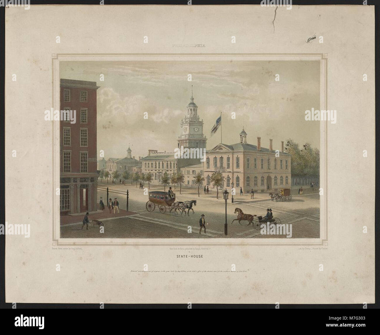 Lithograph of the Philadelphia State-house, drawn by Aug. Kllner and ...