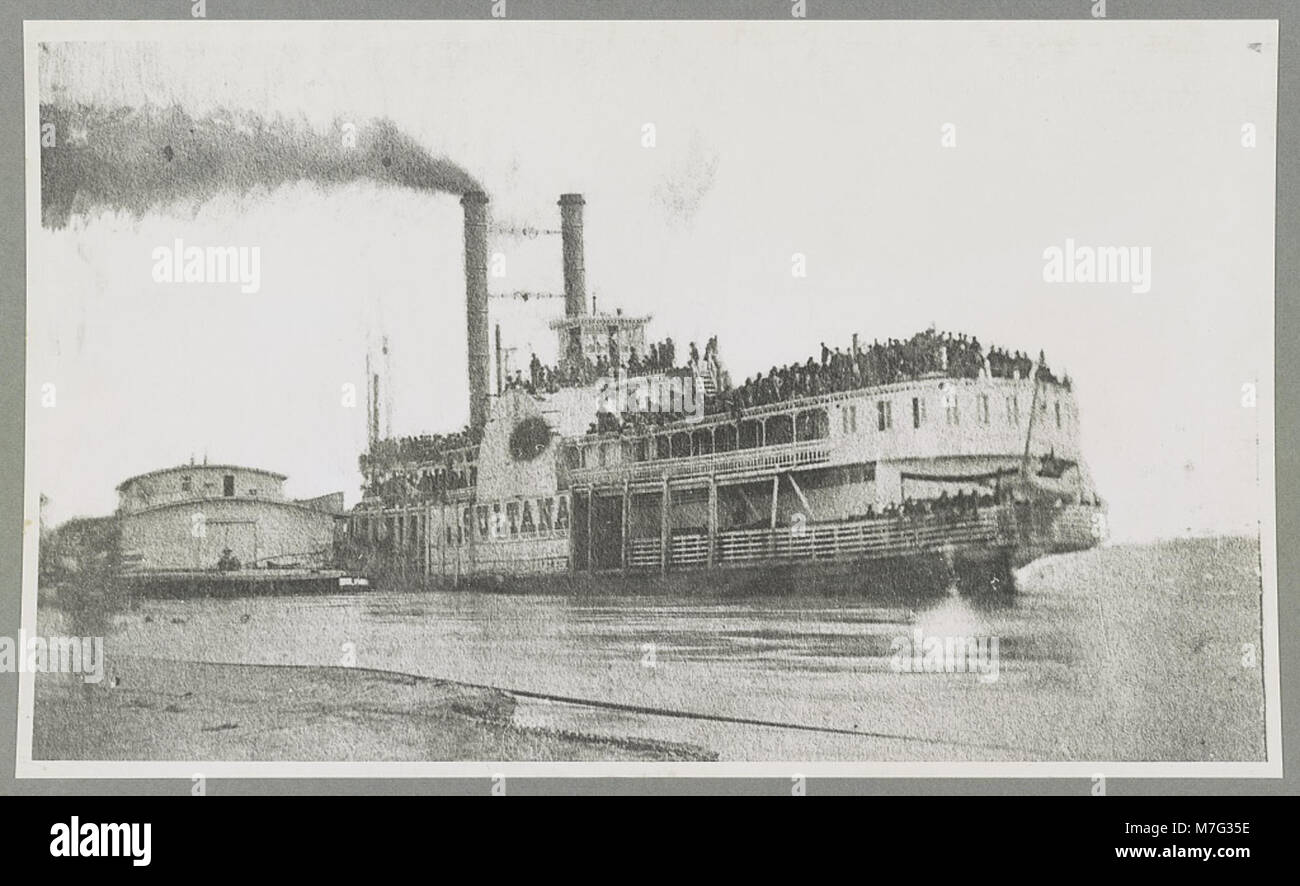 A historical photograph capturing the tragic aftermath of the Sultana ...