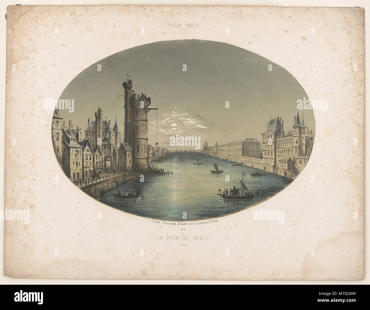 This image depicts the Tower of Nesle, a medieval fortress in Paris ...