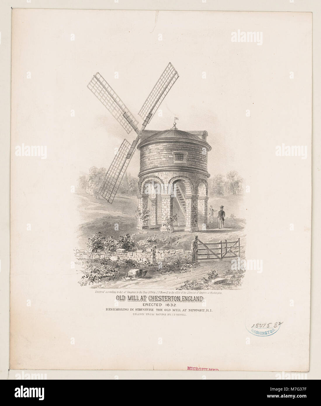 The Old Mill in Chesterton, England, built in 1632, is a historical ...