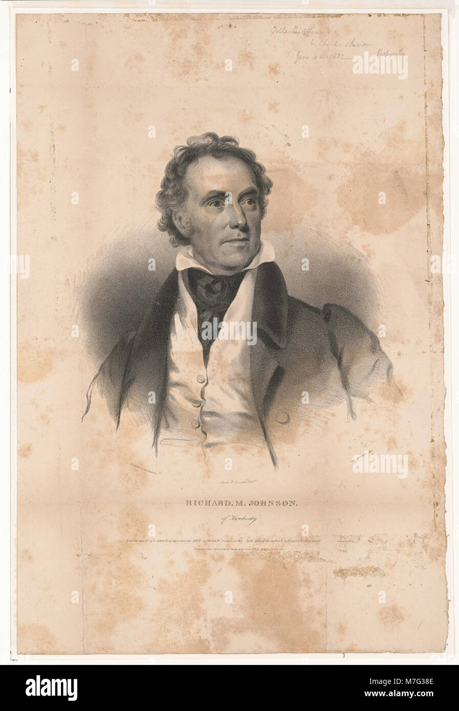 A portrait of Richard M. Johnson, a political figure known for his role ...