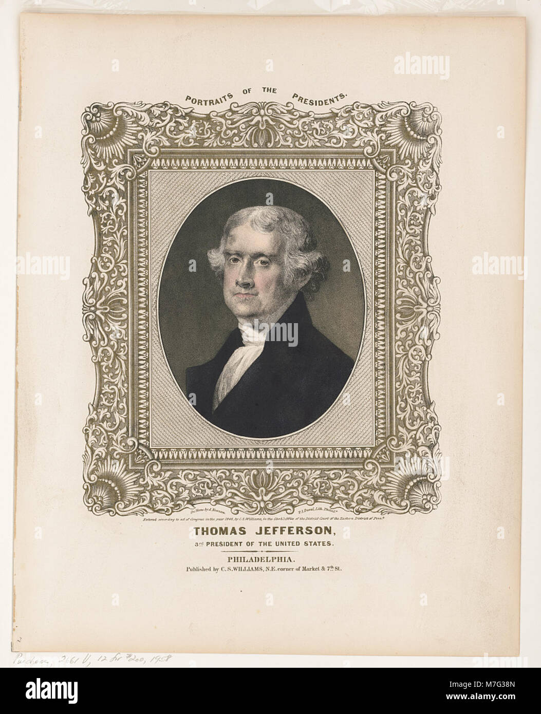 This portrait of Thomas Jefferson, the third President of the United ...