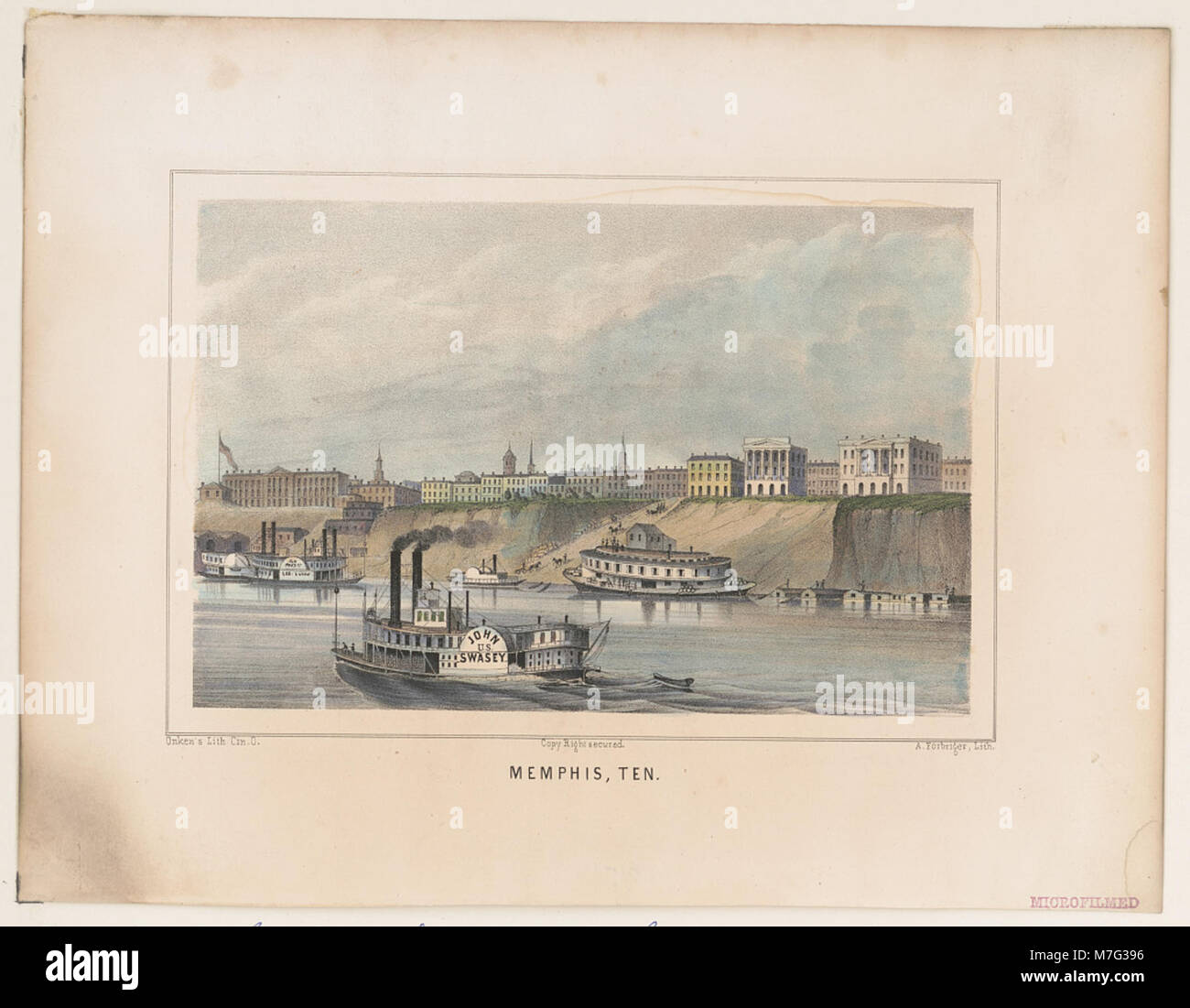 A historical photograph of Memphis, Tennessee, showcasing a scene of ...